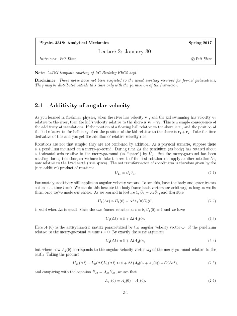 Lec 2 Pdf Euclidean Vector Force