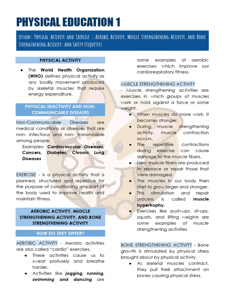 Physical Education 1 | PDF | Aerobic Exercise | Physical Fitness