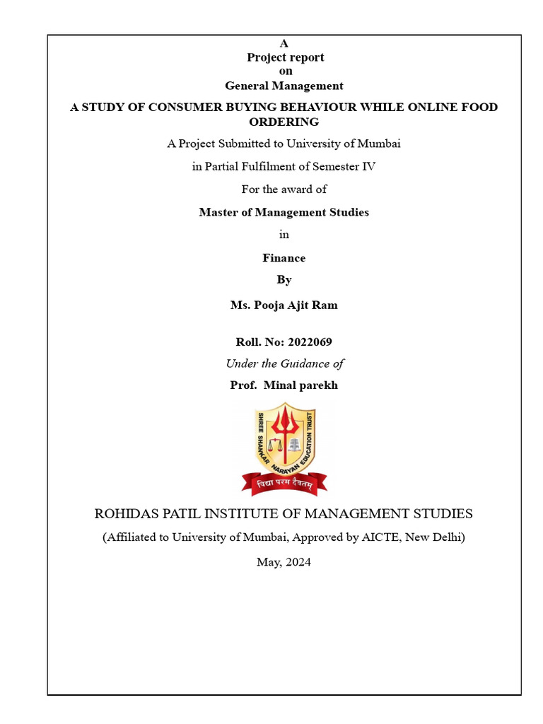 A Study of Consumer Buying Behaviour While Online Food Ordering-1 | PDF ...