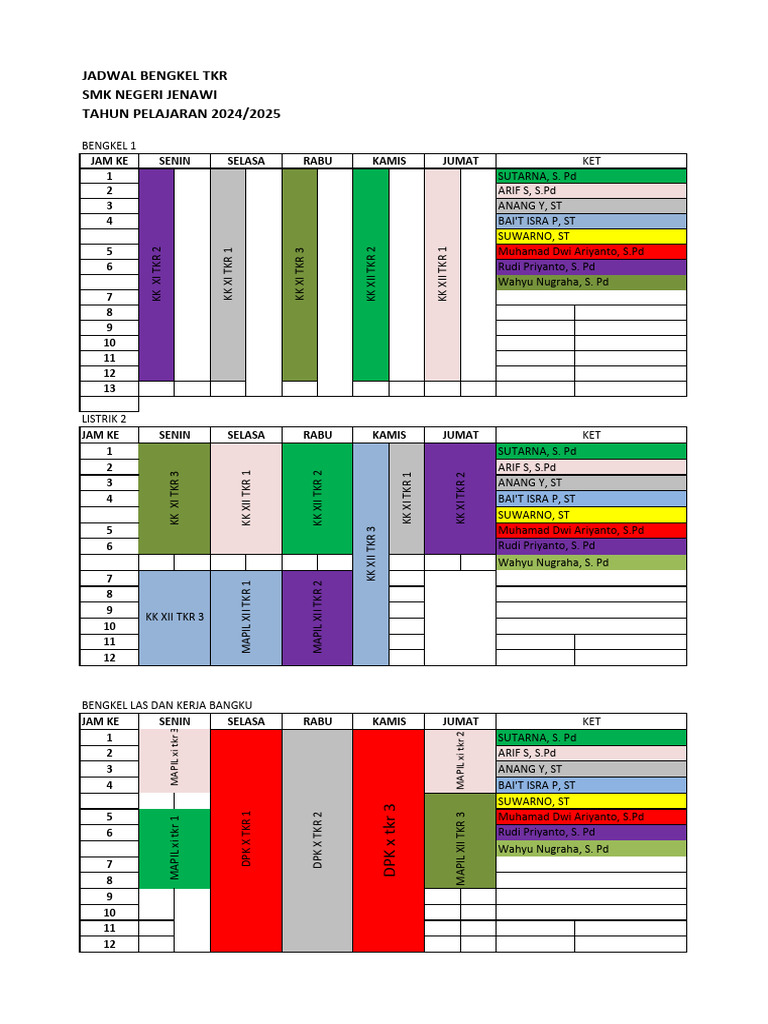 Jadwal Bengkel Dan Ruang Pro 2425 9 Jun | PDF