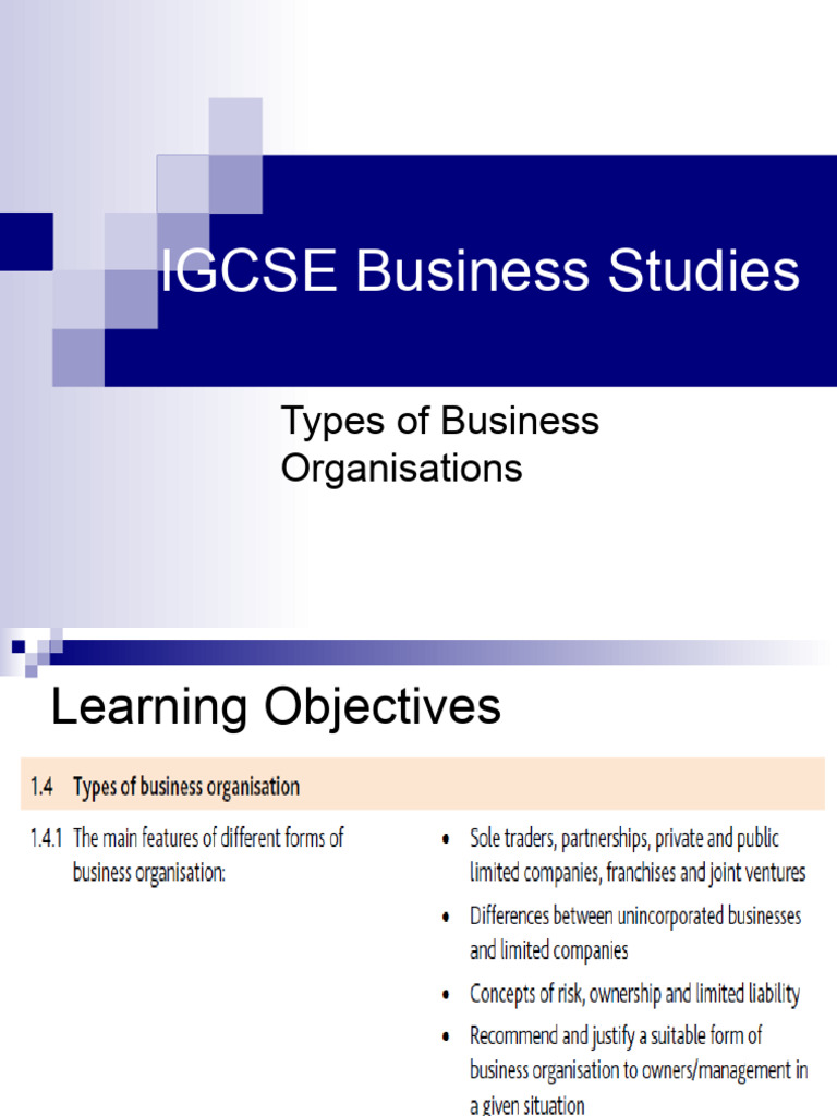 1.4 Types of Business Organisation | PDF | Sole Proprietorship ...