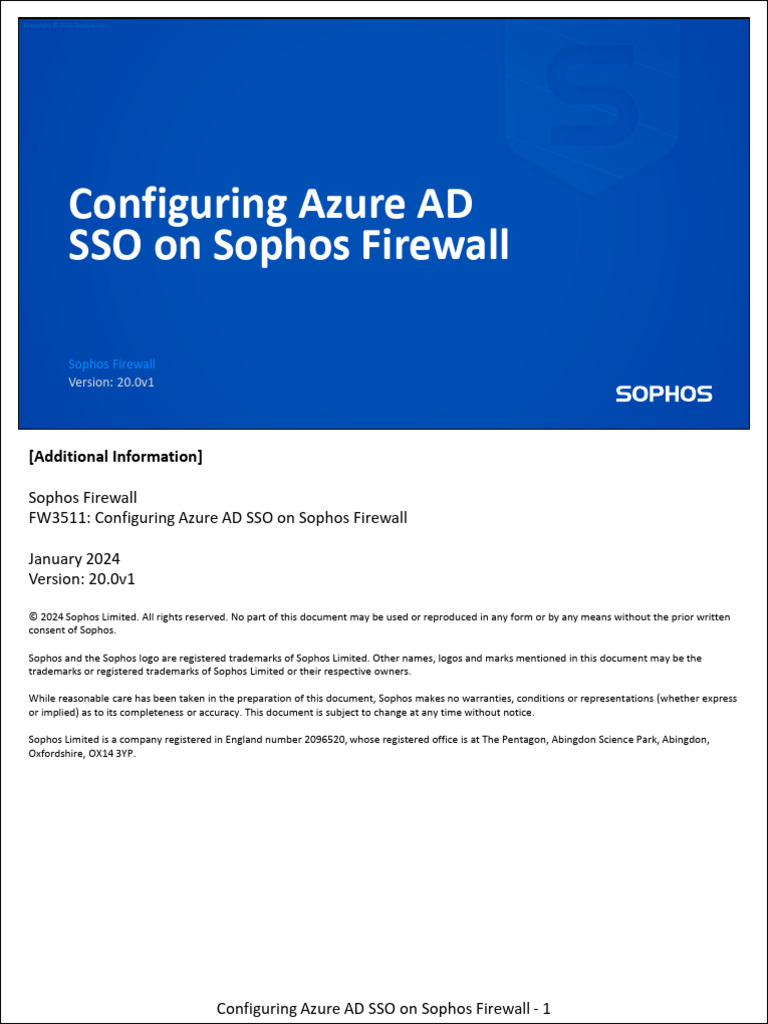 FW3511 20.0v1 Configuring Azure AD SSO On Sophos Firewall | PDF | Login ... FW3511 20.0v1 Configuring Azure AD SSO On Sophos Firewall | PDF | Login ...