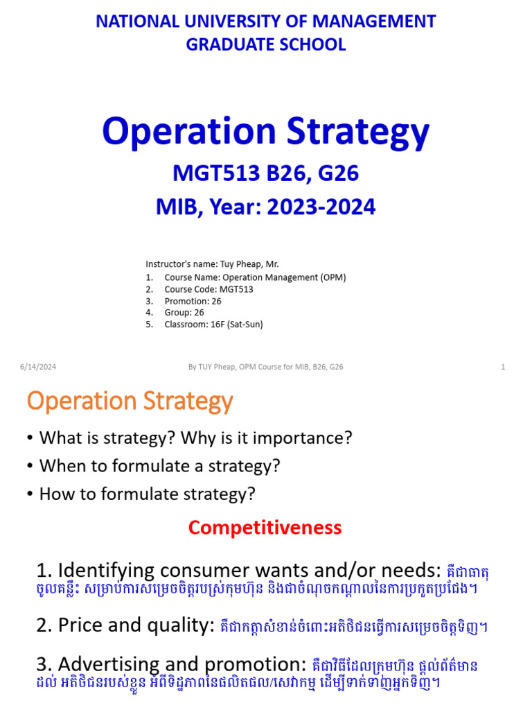 Lesson 2_ Operation Strategy | PDF
