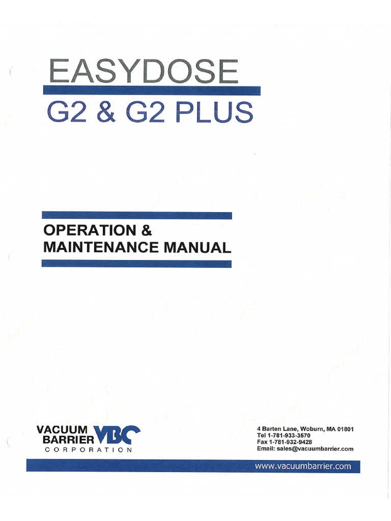Manual Uso y Mantenimiento - Dosificador - Vacuum Barrier Hbs Delli | PDF