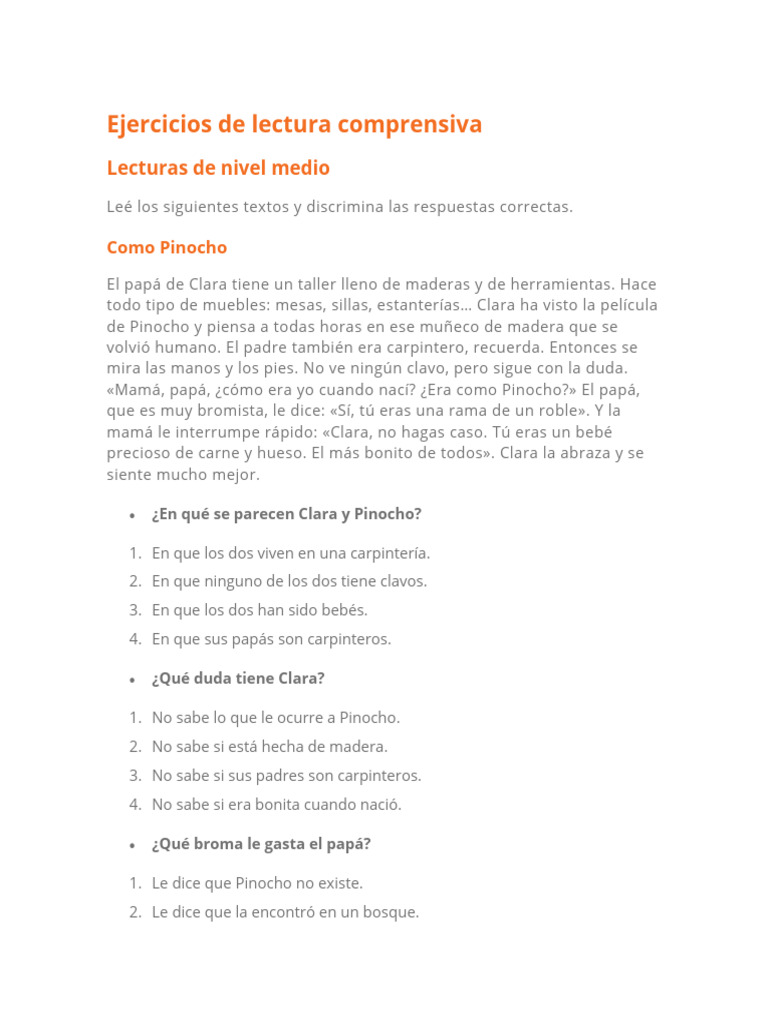 Ejercicios de Lectura Comprensiva | PDF | Tsunami | telescopio espacial ...