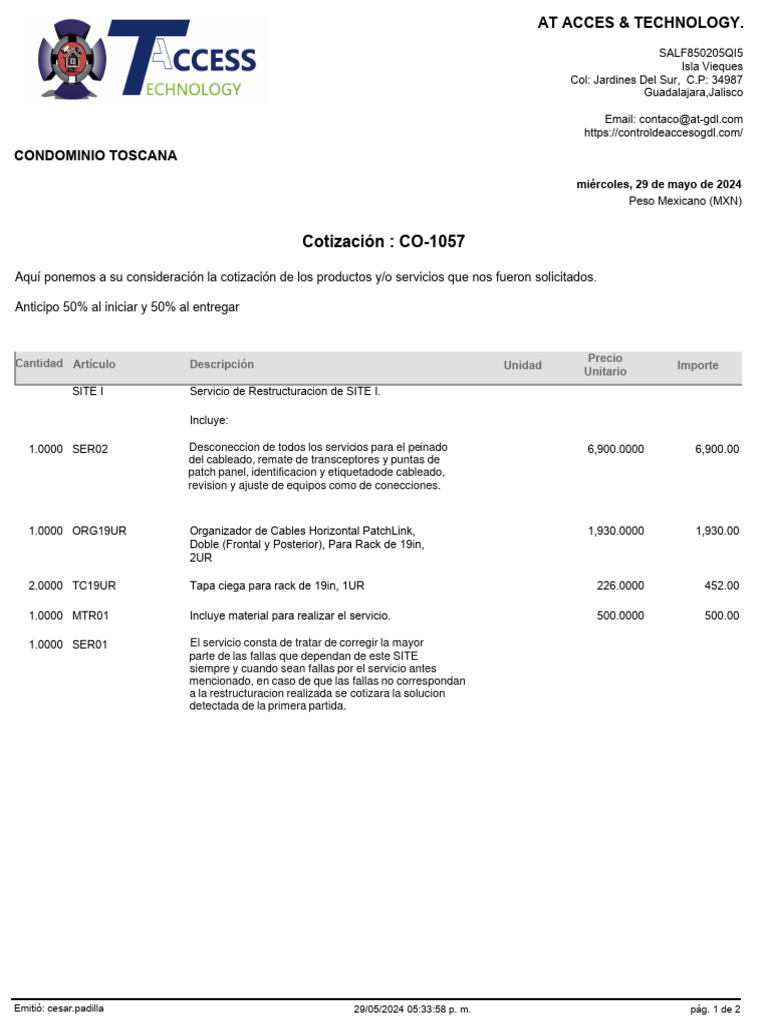 Cotizacion Modelo 2024 - 05 - 29 (1) - Copiado-Copiado | PDF