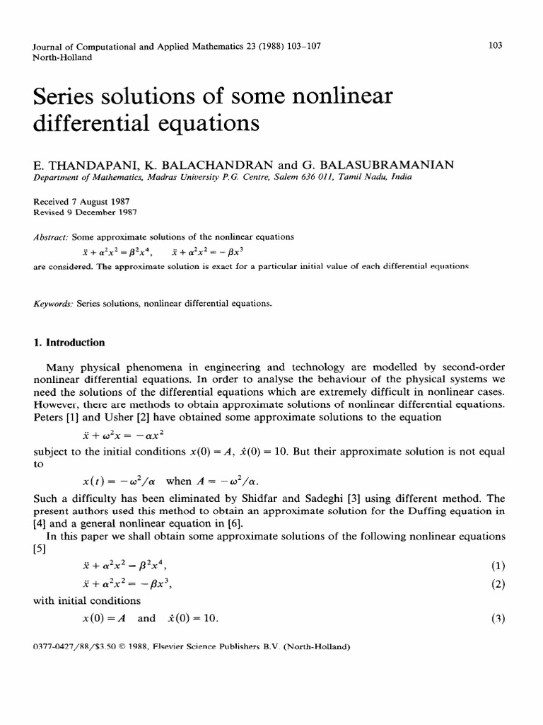 1 s2.0 0377042788903342 Main | PDF | Differential Equations | Equations