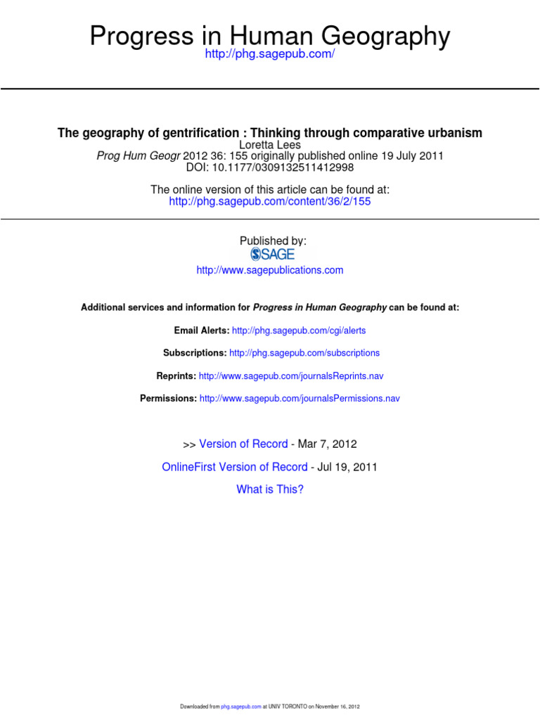 The Geography of Gentrification - Thinking Through Comparative Urbanism ...