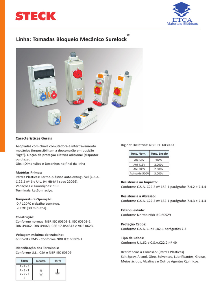 Etca Tomada Dupla Surelock Steck | PDF | Motores | Engenharia Elétrica