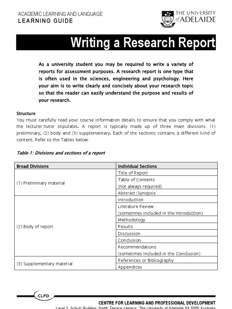 Writing A Research Report | PDF