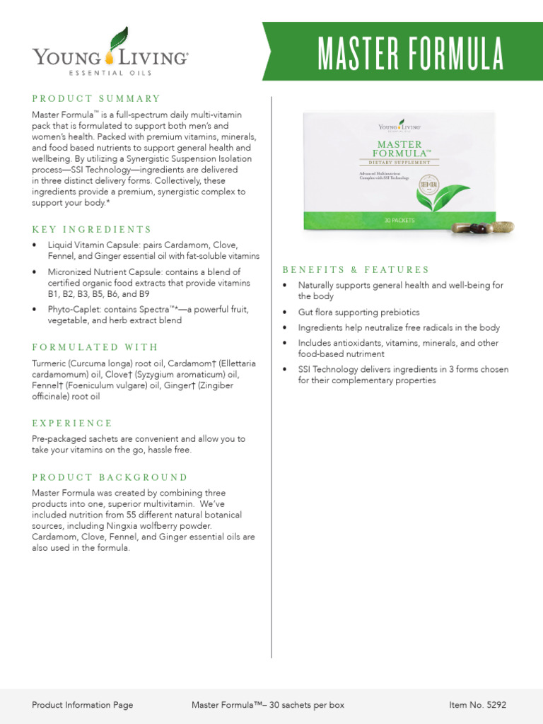 Master Formula PIP - Twopage | PDF | Essential Nutrients | Nutrition