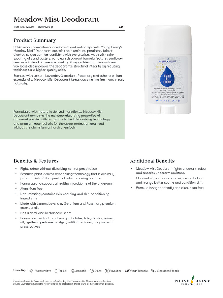 Meadow Mist Deodorant PIP | PDF | Perfume | Essential Oil