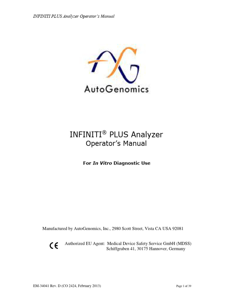 Infiniti Plus Operators Manual | PDF | Dna Microarray | Primer ...