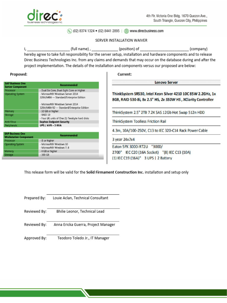 Technical Waiver (Template) | PDF