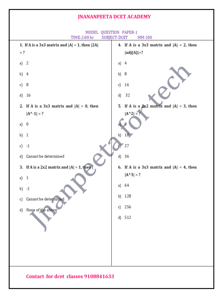 Model Dcet Paper 1 | PDF | Fuse (Electrical) | Electronic Circuits