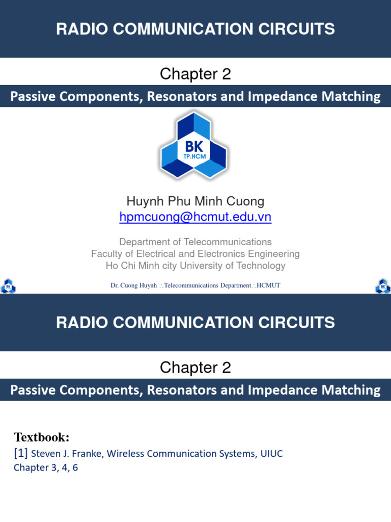Chapter 2 Passive Components, Resonators and Impedance Matching | PDF | Capacitor | Inductor