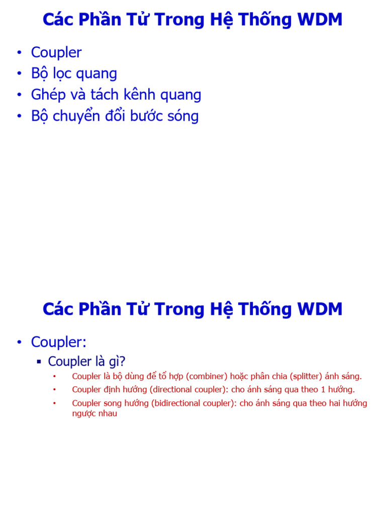 Cac Phan Tu Trong Mang WDM | PDF