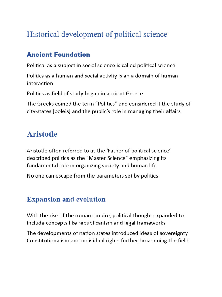 Historical Development of Political Science | PDF