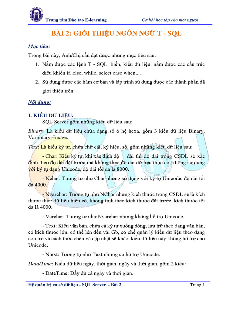 Bai2 T-SQL HDTH | PDF
