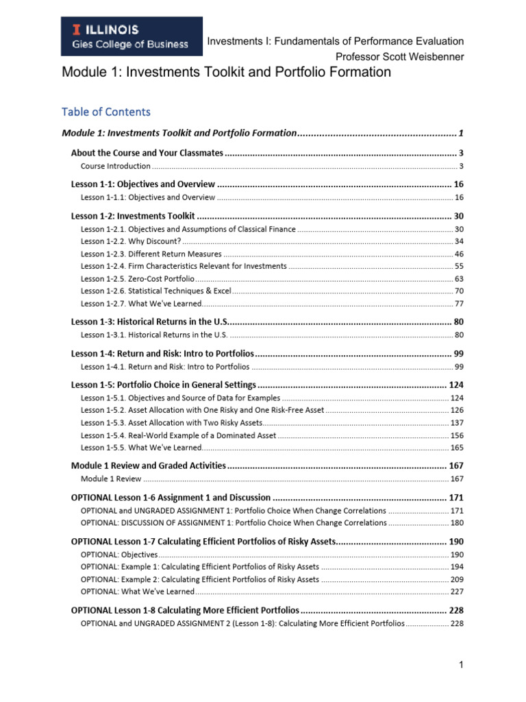 PzMocxEKTx2N5ck 4n 6gQ FIN 511 MOOC 1 Module 1 Word Transcript | PDF | Capital Asset Pricing ...