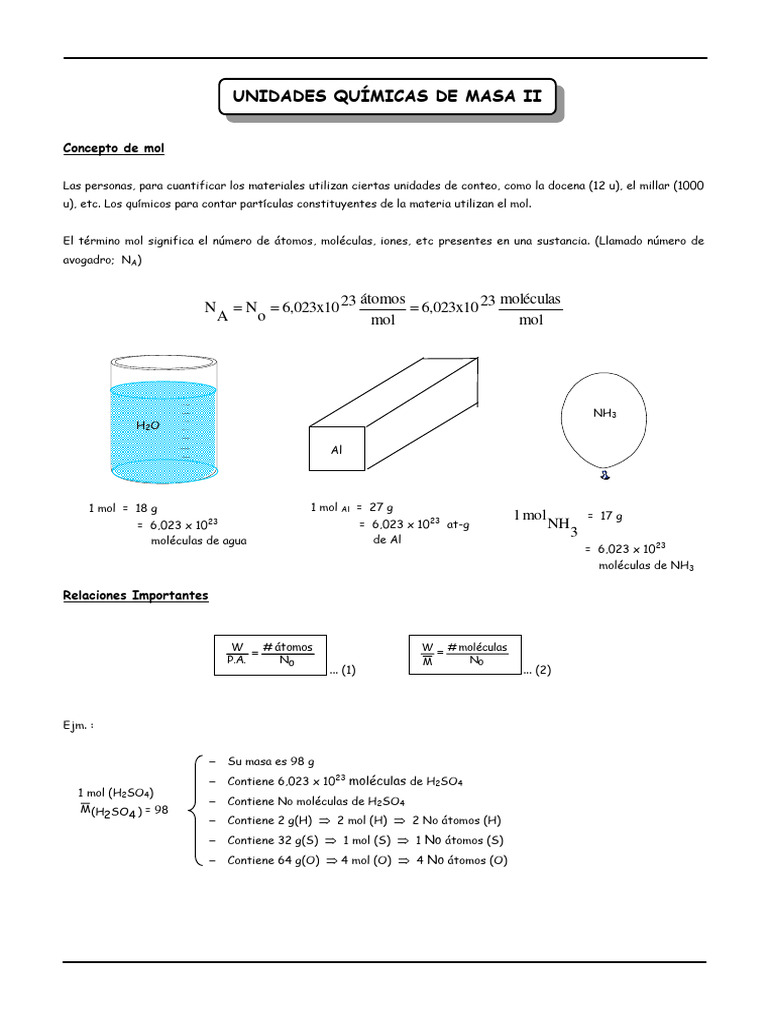 Unidades Químicas de Masa II | PDF | Mole (Unidad) | Química