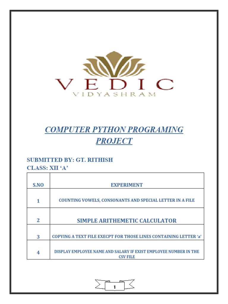 Computer Python Programing Project Pdf Computer Science Computing 7748
