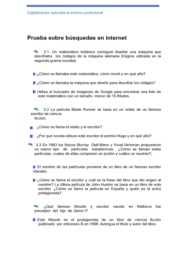 4 Prueba Sobre Busquedas en Internet | PDF | Historia