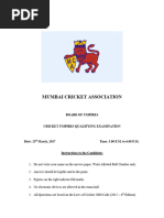 BCCI Umpires' Exam 2025 Question Paper | PDF | Bowling (Cricket) | Cricket