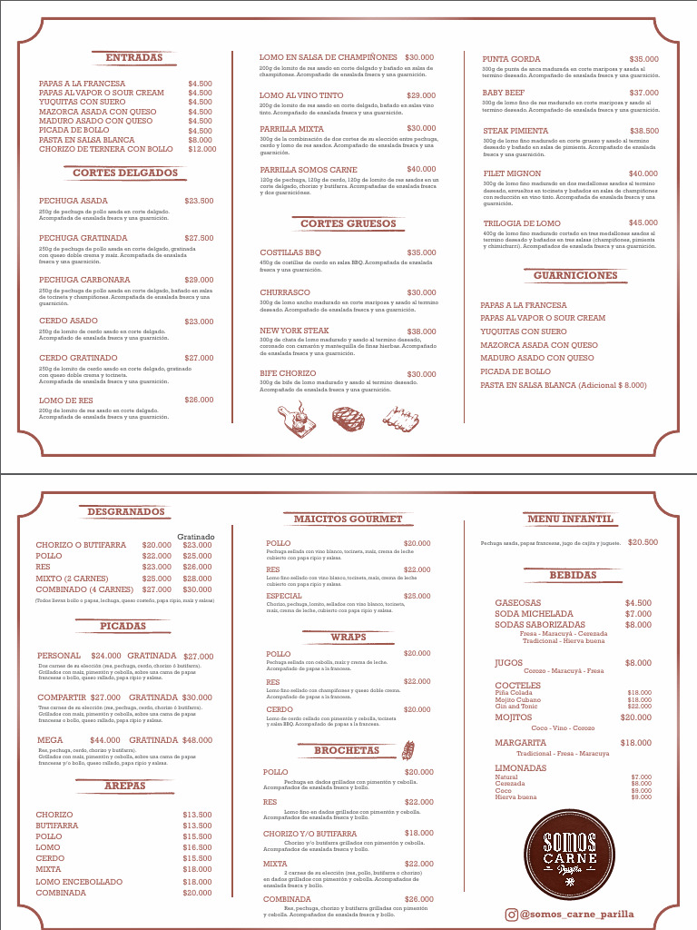 Menú de Carnes Asadas y Guarniciones | PDF | filete | Preparación de ...