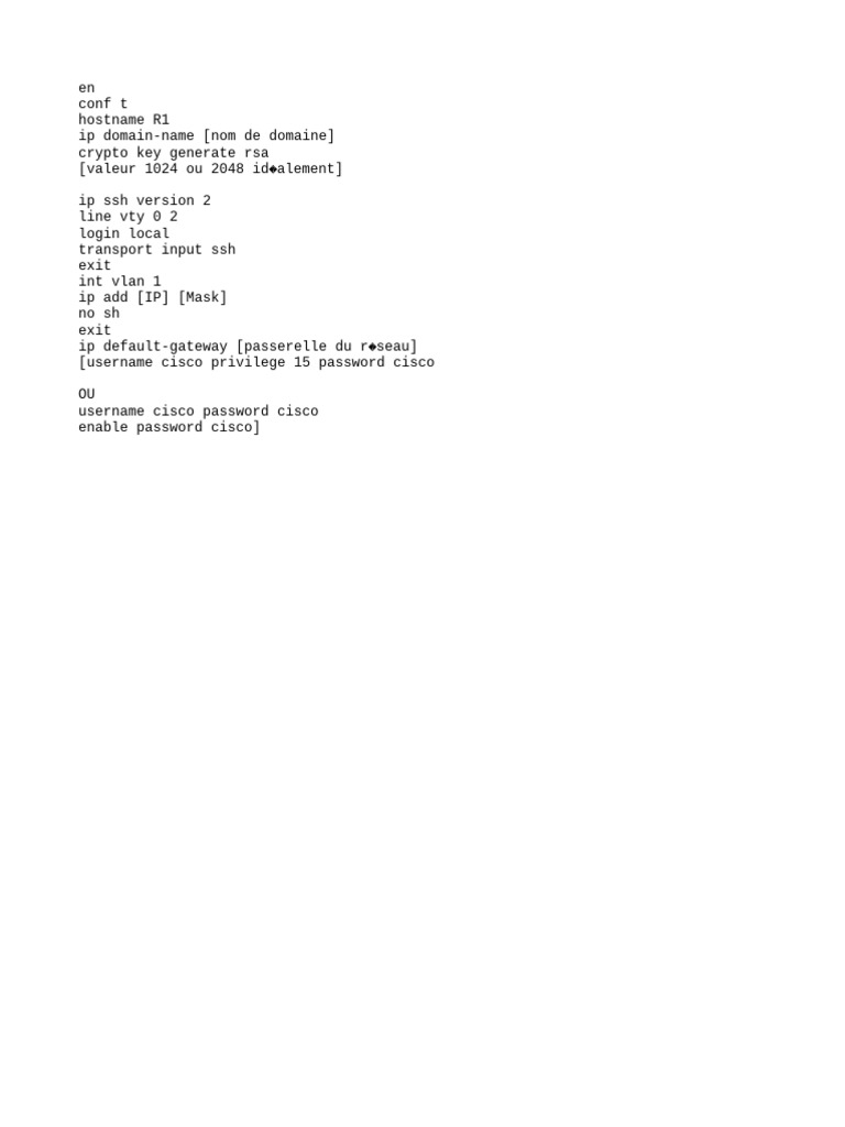 Configuration Switch SSH Type | PDF