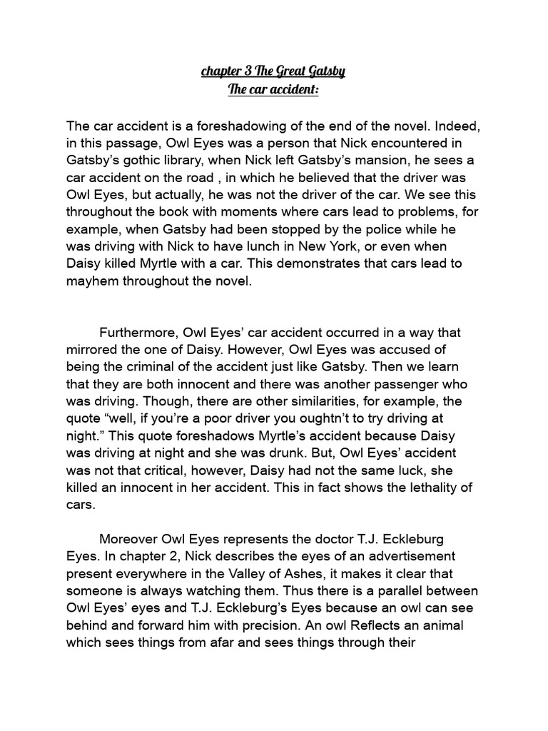 Chapter 3 Car Accident Analysis | PDF | The Great Gatsby