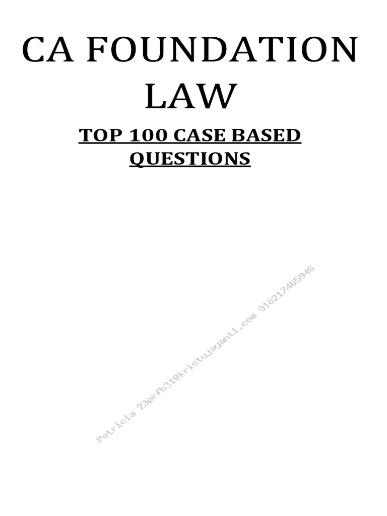 Top 100 Case Study Law PDF | PDF | Breach Of Contract | Restraint Of Trade