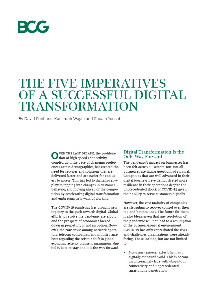 The Five Imperatives of A Successful Digital Transformation Final | PDF | Analytics | Chief ...