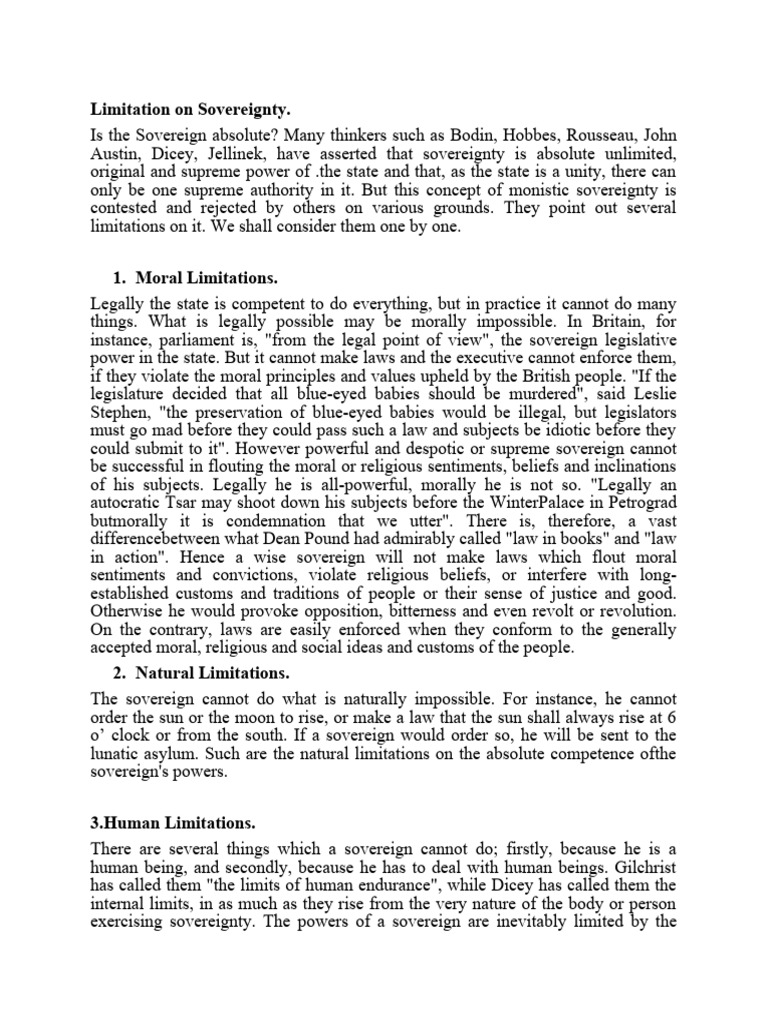Limitation of Parliament Sovereignty | PDF | International Law ...