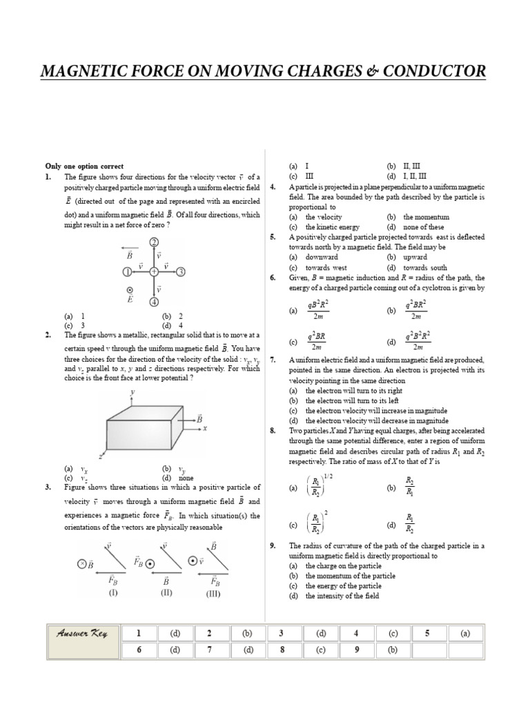 Magnetic Force On Moving Charges and Conductor | PDF | Magnetic Field ...