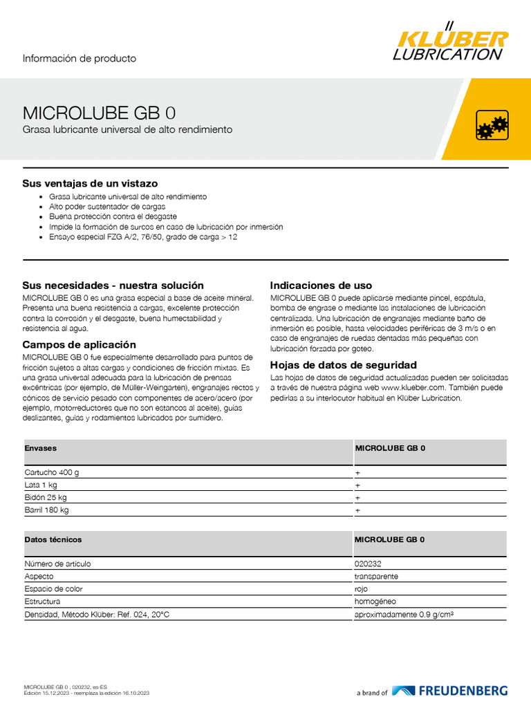 MICROLUBE GB 0 020232 PI ES Es | PDF | Engranaje | Ingeniería mecánica