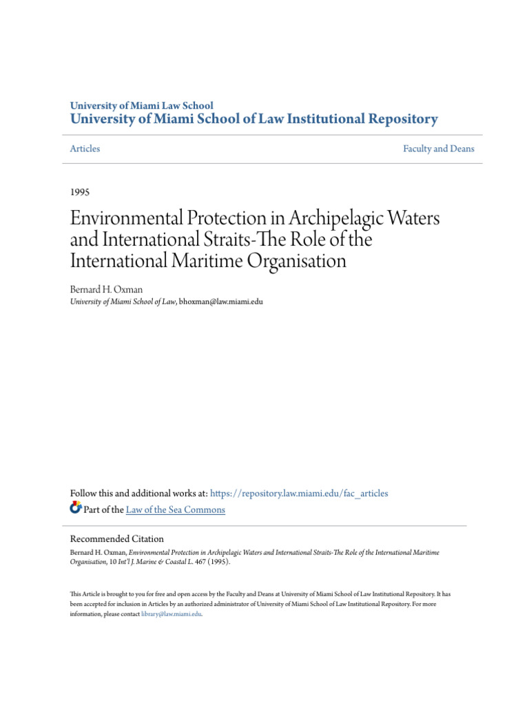 Environmental Protection in Archipelagic Waters | PDF | Territorial Waters | United Nations ...
