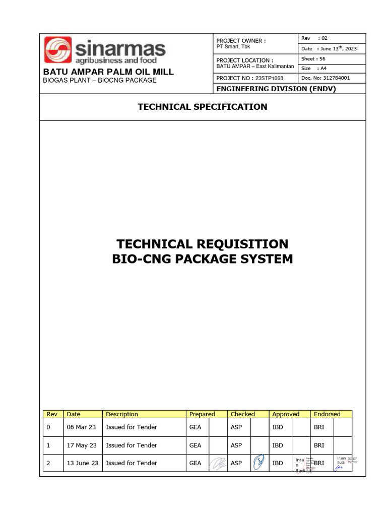 23STP1068 - RFQ Bio-CNG Package - Rev2 | PDF | Specification (Technical Standard) | Engineering