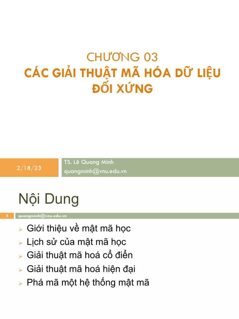 Lecture03 CacGiaiThuatMaHoaDuLieuDoiXung | PDF