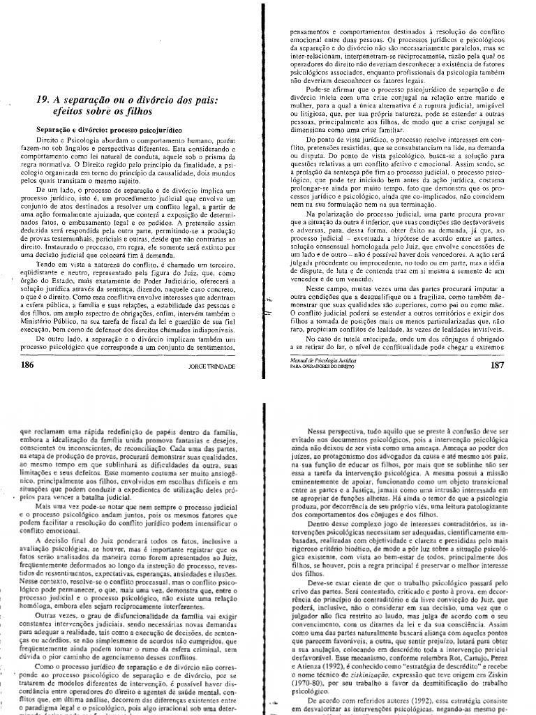19 A Separação Ou O Divórcio Dos Pais Efeitos Sobre Os Filhos Pdf