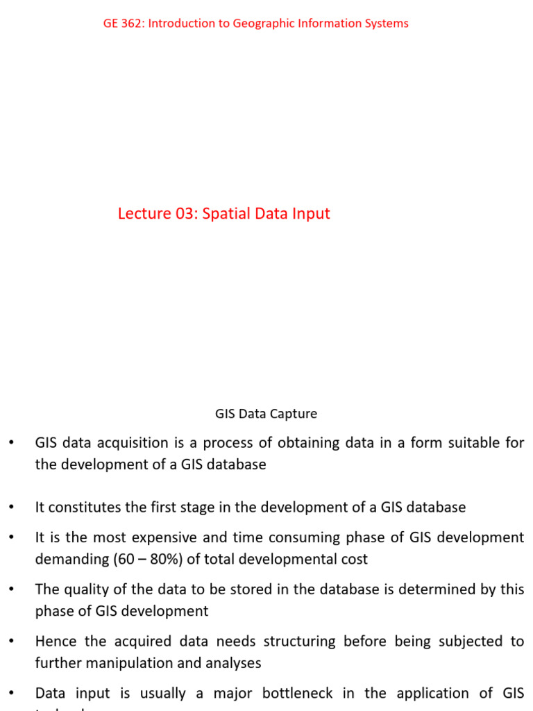 03 Spatial Data Input 2024 | PDF | Geographic Information System | Image Scanner