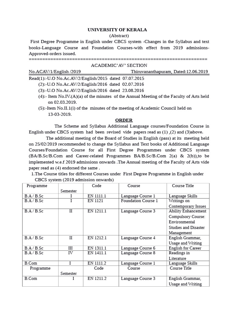 En Syllabus 2019 Onwards 1 | PDF | Linguistics