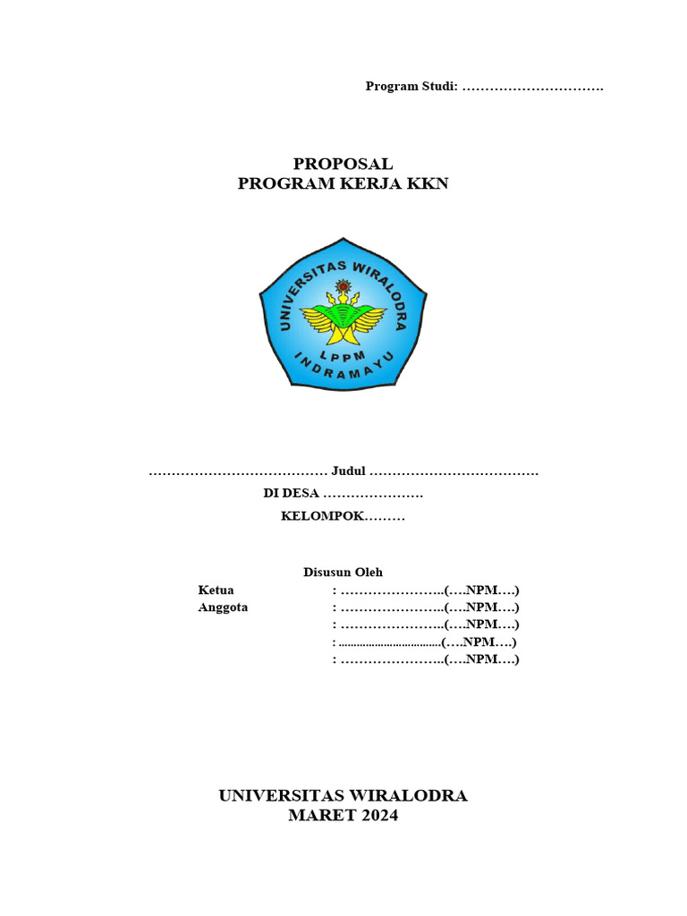 Format Proposal Program Kerja KKN PPM 2024 (Program Pendukung) | PDF