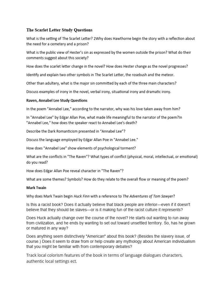 Nathaniel Hawthorne Edgar Allan Poe Mark Twain | PDF | The Scarlet ...