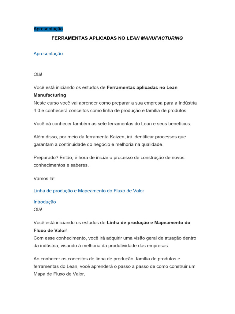 Ferramentas do Lean Manufacturing | PDF | Fabricação enxuta | Demanda