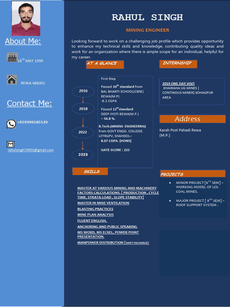Rahul Singh New Resume | PDF | Mining | Heavy Industry