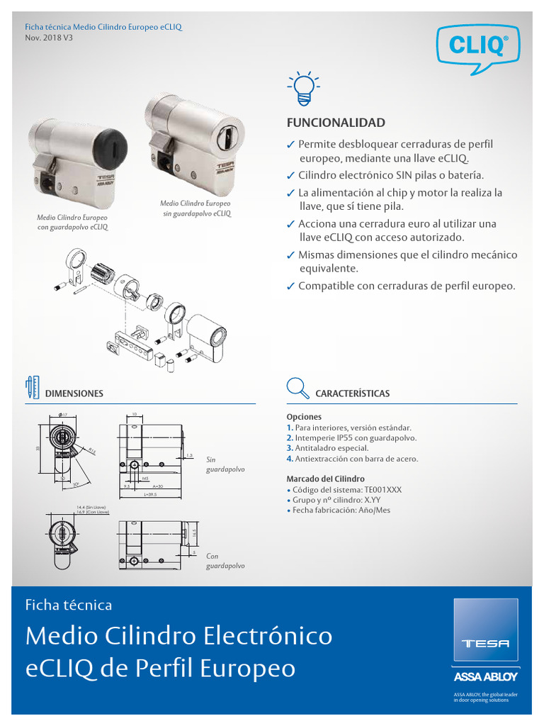 Cilindro Electrónico eCLIQ: Seguridad y Funcionalidad | PDF | Informática
