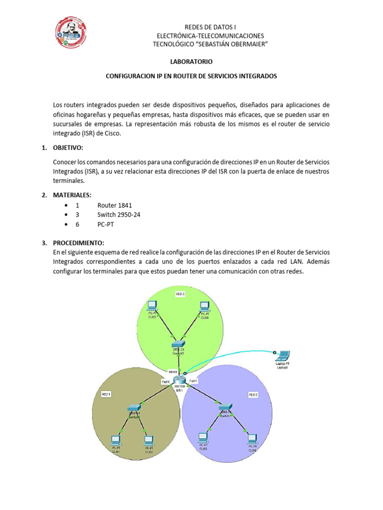 Laboratorio Configuracion Basica Isr | PDF | Dirección IP | Enrutador (Computación)