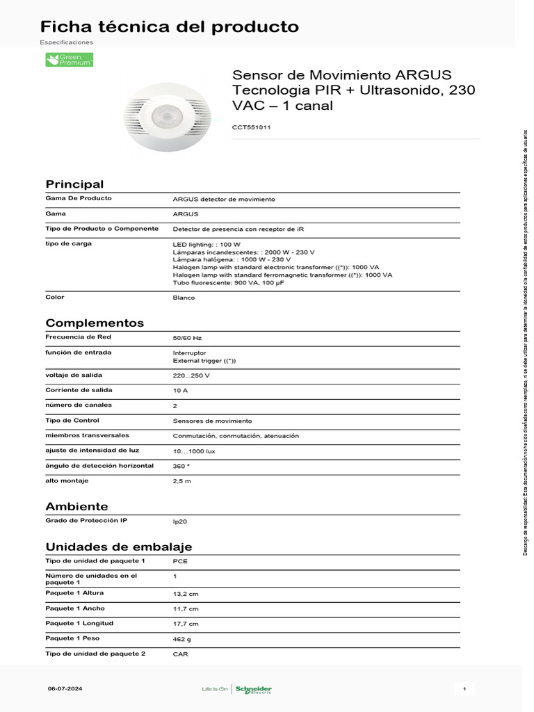 Schneider Electric - Detectores-de-Movimiento - CCT551011 | PDF | Residuos