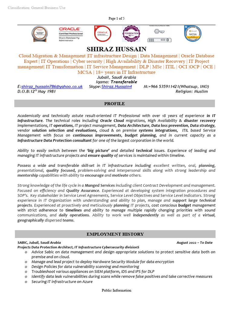 Shiraz_hussain Msc Oci Itil Oce Ocp Mcsa | PDF | Databases | Cloud ... Shiraz_hussain Msc Oci Itil Oce Ocp Mcsa | PDF | Databases | Cloud ...